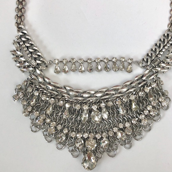 Express | Jewelry | Express Silver Ornate Rhinestone Necklace | Poshmark